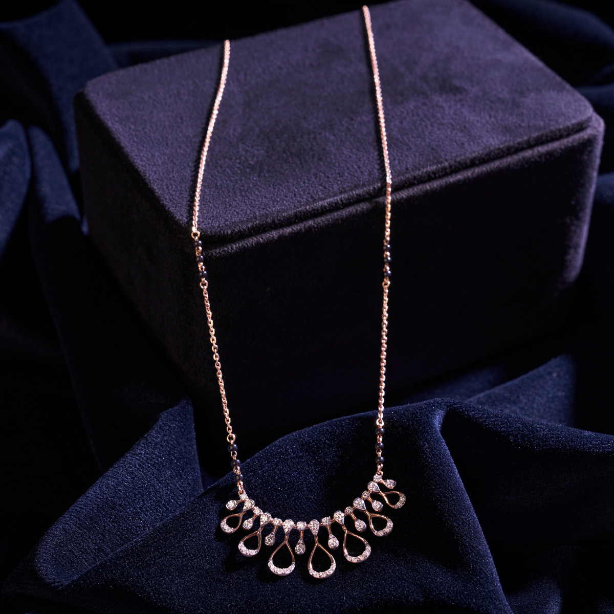 Real Diamond Mangalsutra Designed In Drops shaped - Rajwadi Jewellers