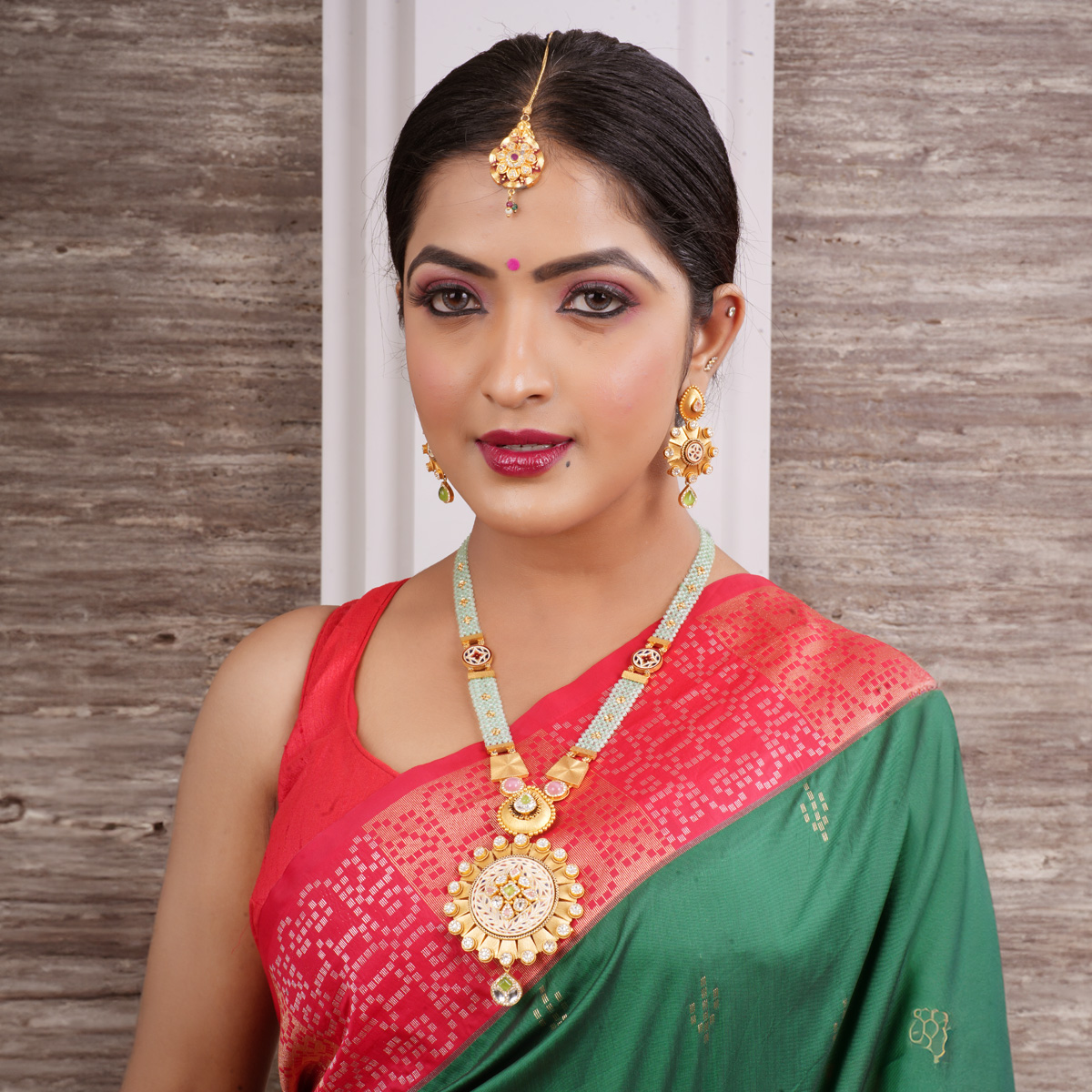 Traditional Gold Long Necklace Set - Rajwadi Jewellers